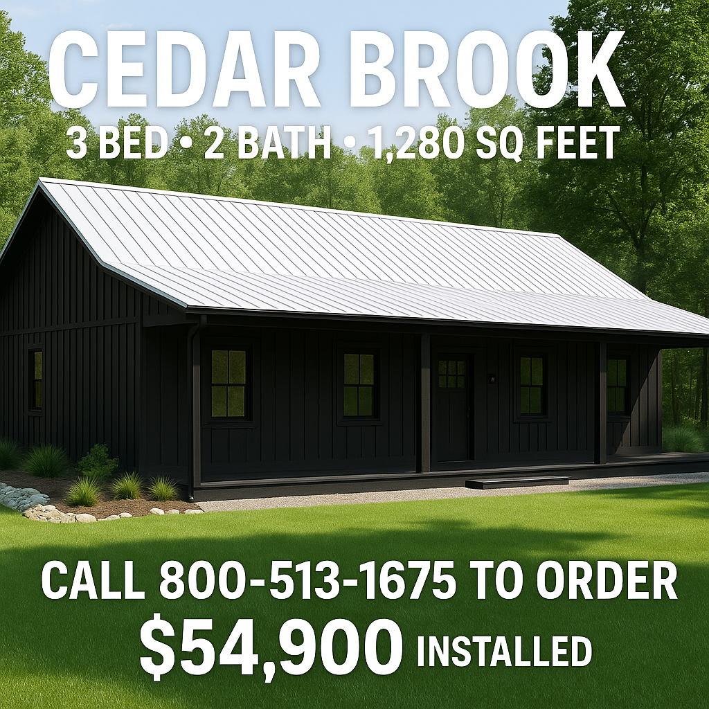 The Cedar Brook Affordable House Kit – CowboyStateCabins.com